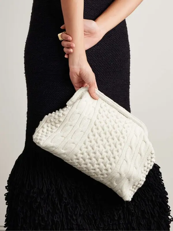 Gabriela Hearst Agon Cable-knit Cashmere Clutch