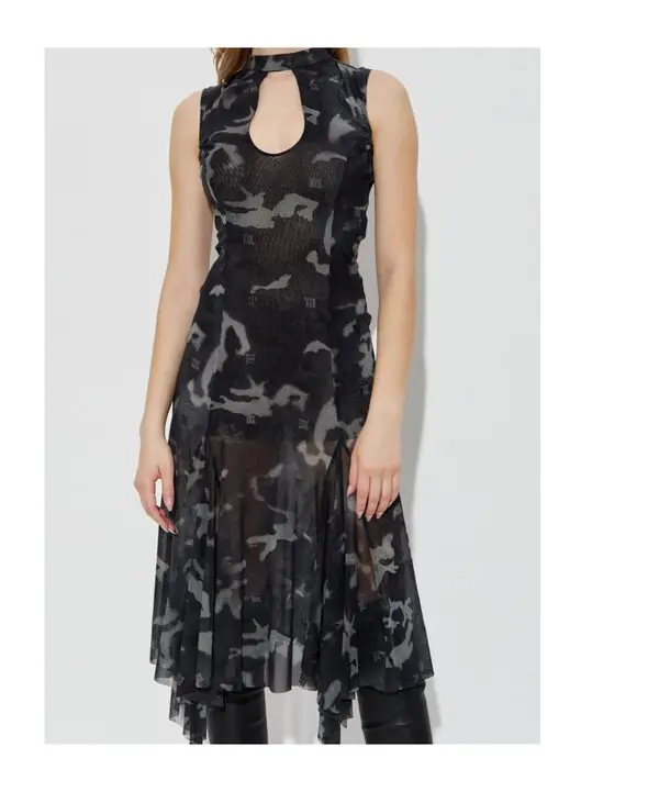 MISBHV Printed Sheer Dress - Black