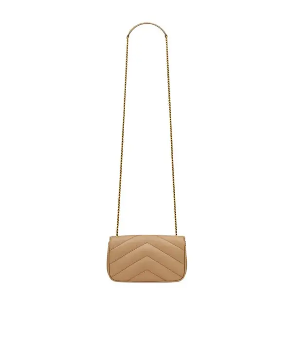 Saint Laurent Loulou Logo Plaque Mini Shoulder Bag - Brown