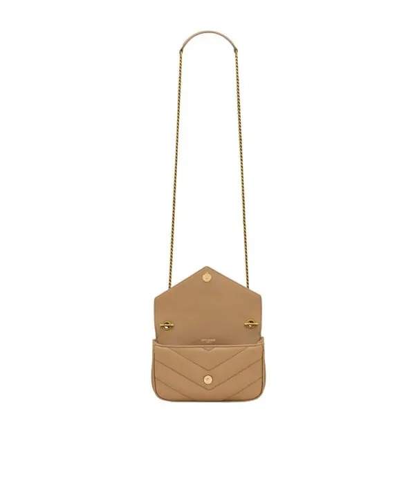 Saint Laurent Loulou Logo Plaque Mini Shoulder Bag - Brown