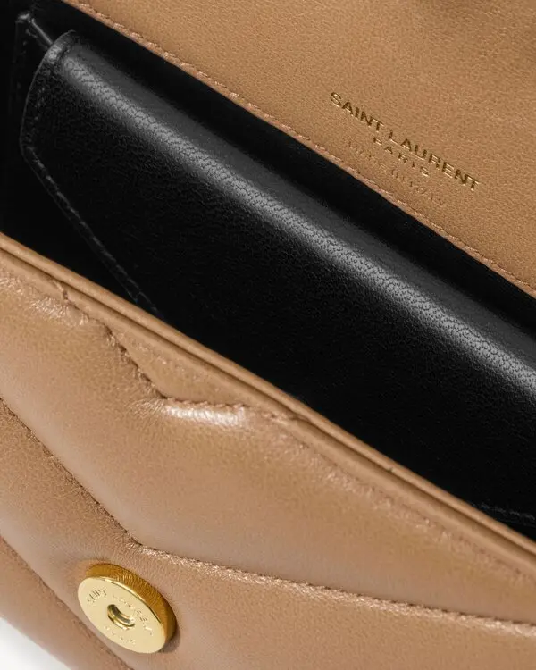 Saint Laurent Loulou Logo Plaque Mini Shoulder Bag - Brown