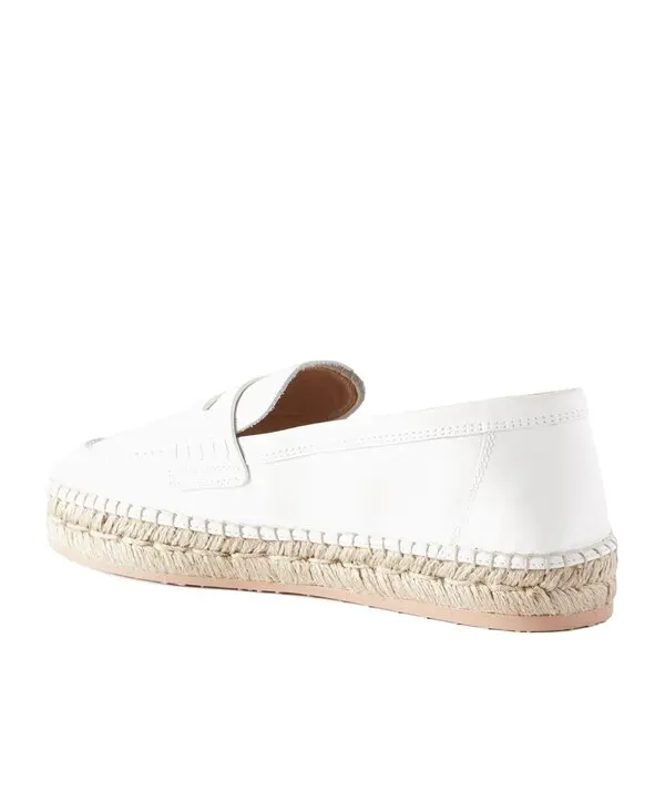 GIANVITO ROSSI Leather Loafers With Jute Sole - White