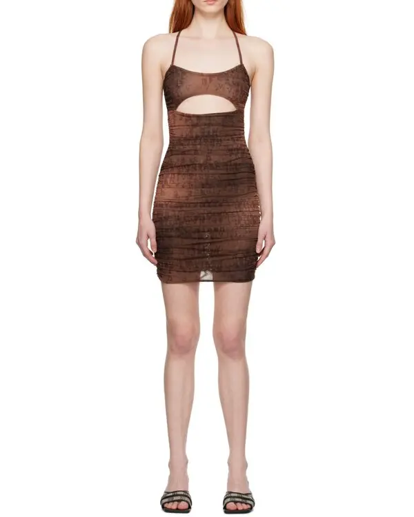 MISBHV Letter-print Ruched Mini Dress