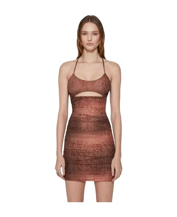 MISBHV Letter-print Ruched Mini Dress
