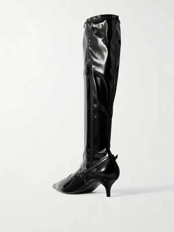 Magda Butrym Glossed Patent Leather Pointed Toe Kitten Heel Boots