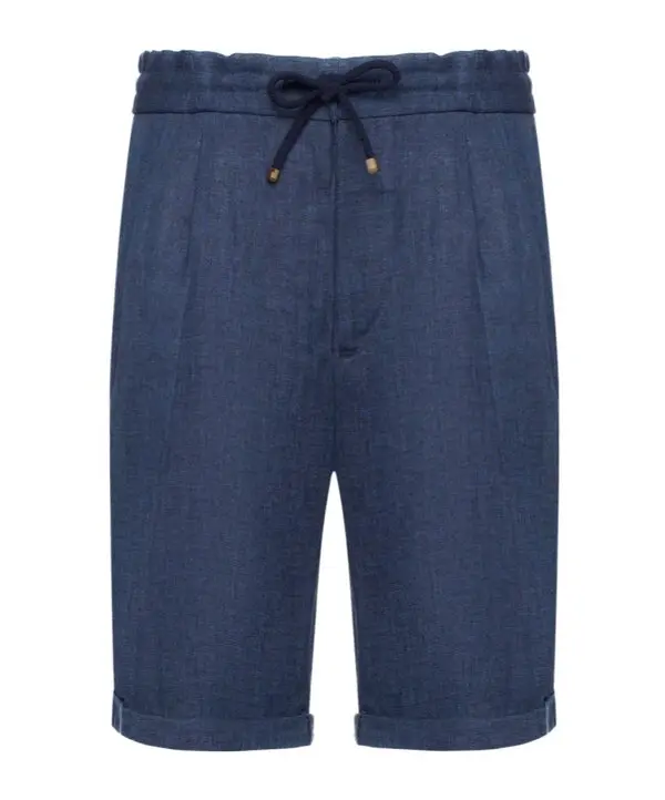 Brunello Cucinelli Drawstring Shorts With Turn-up Hem - Blue