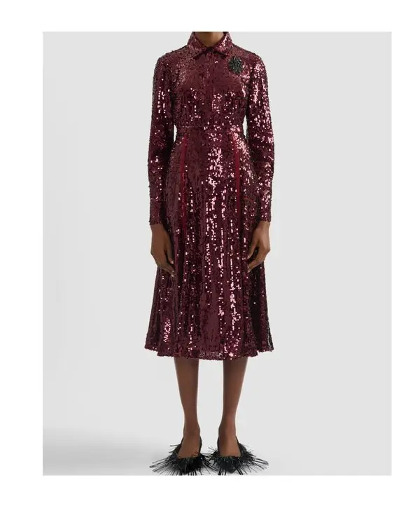 Erdem Frayed Sequined Crepe De Chine Midi Skirt