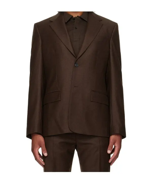 FERRAGAMO Single Breasted Flannel Blazer - Brown
