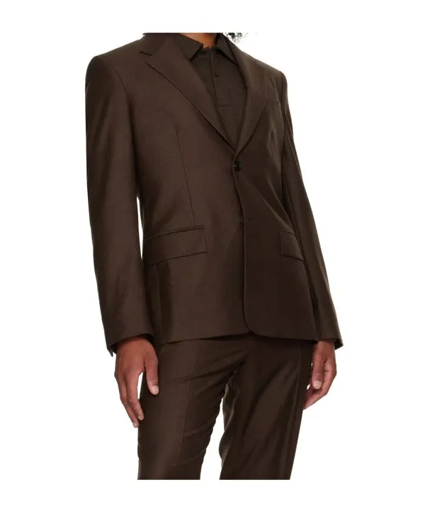 FERRAGAMO Single Breasted Flannel Blazer - Brown