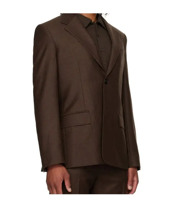 FERRAGAMO Single Breasted Flannel Blazer - Brown