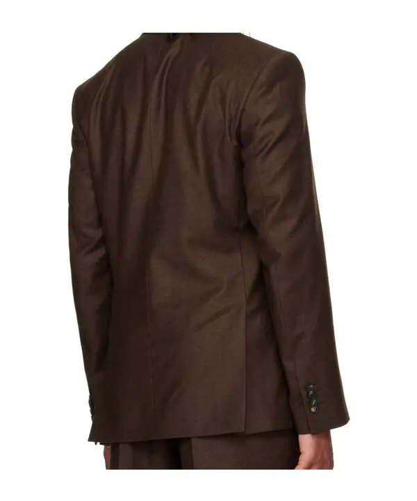 FERRAGAMO Single Breasted Flannel Blazer - Brown
