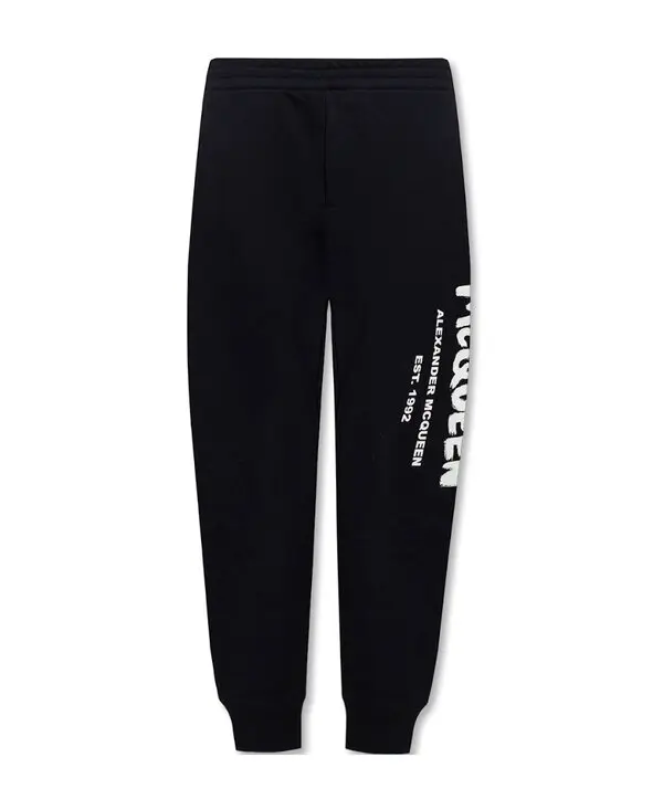 Alexander McQueen Logo Printed Slim Cut Track Trousers - Black