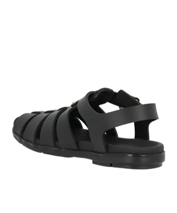 Prada Logo Plaque Round-toe Sandals