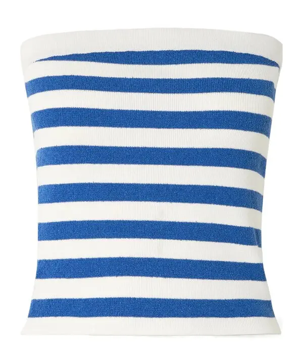 Posse Ari Cropped Striped Knitted Top - White