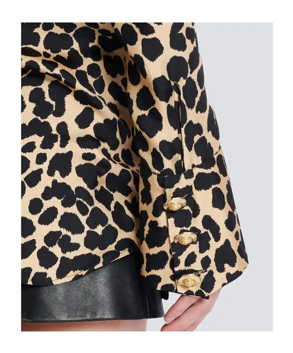 Balmain Leopard Print Ruffle Shirt - Black