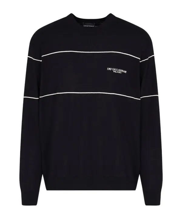 Emporio Armani Striped Wool Sweater - Blue