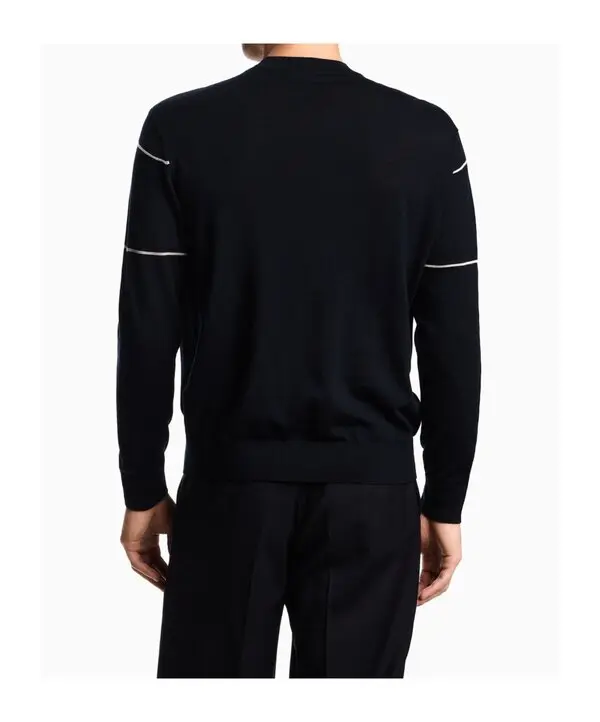 Emporio Armani Striped Wool Sweater - Blue