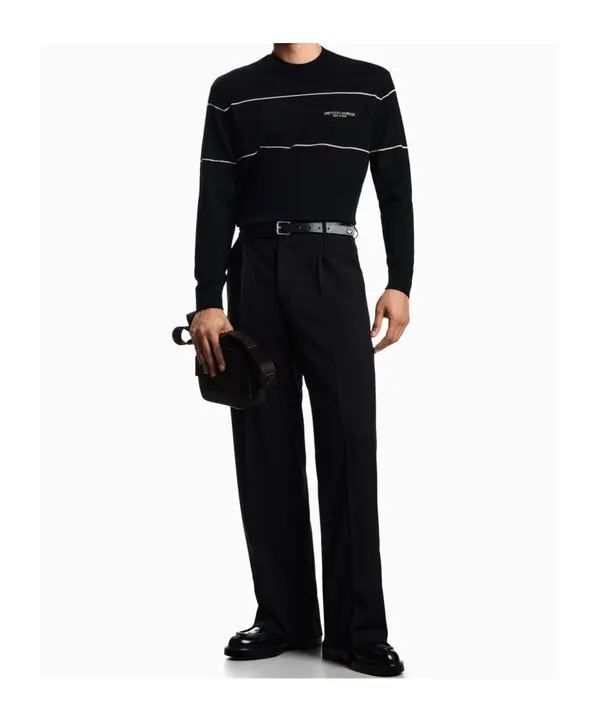 Emporio Armani Striped Wool Sweater - Blue