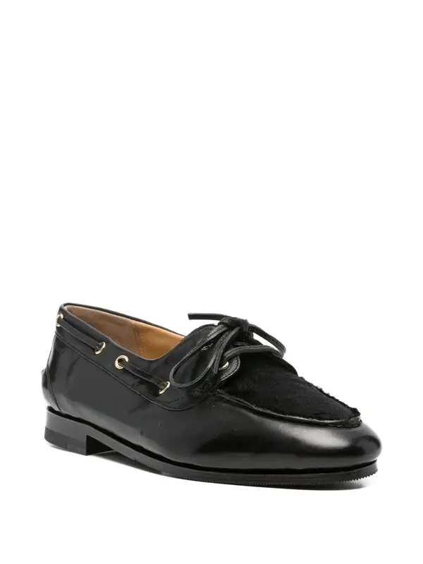 Bally Black Leather Lace-up Loafers - Black/black