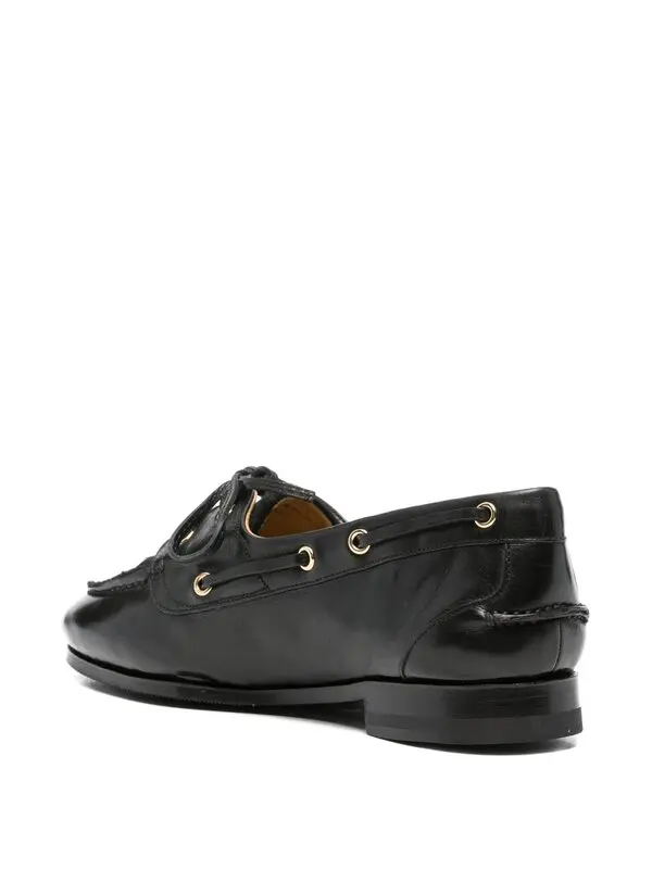Bally Black Leather Lace-up Loafers - Black/black