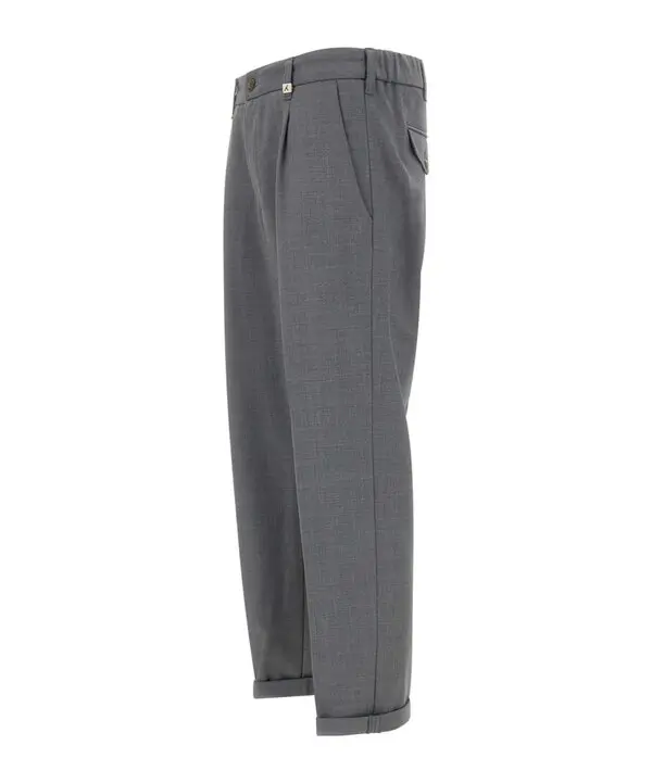 MYTHS Ares Slim-fit Pants With Buttoned Flap Pockets - Grey