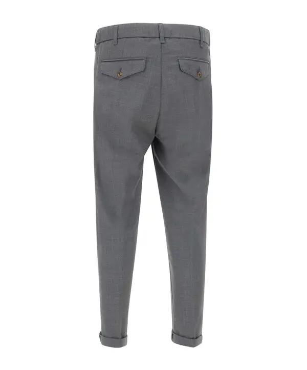 MYTHS Ares Slim-fit Pants With Buttoned Flap Pockets - Grey