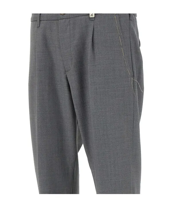 MYTHS Ares Slim-fit Pants With Buttoned Flap Pockets - Grey