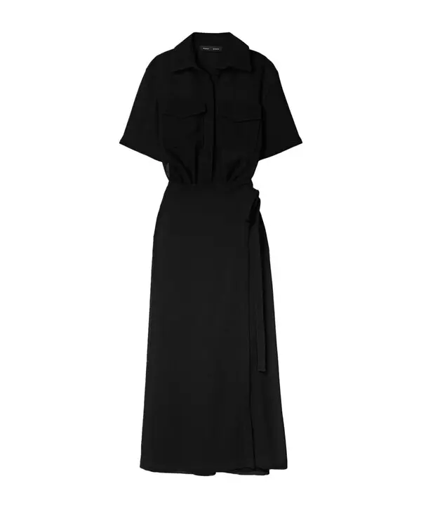 Proenza Schouler Woven Wrap Dress With Lapels And Lace Detail