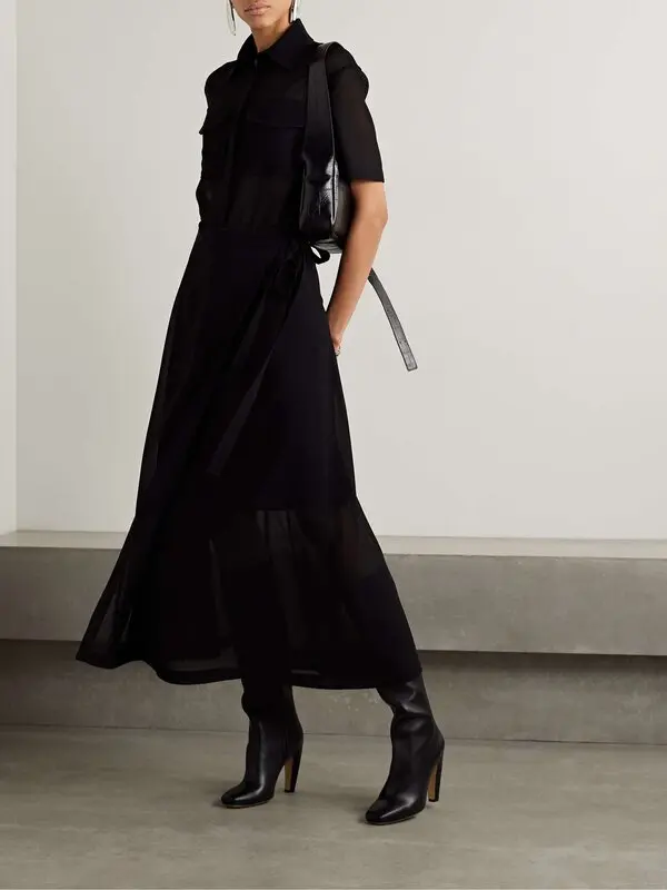 Proenza Schouler Woven Wrap Dress With Lapels And Lace Detail