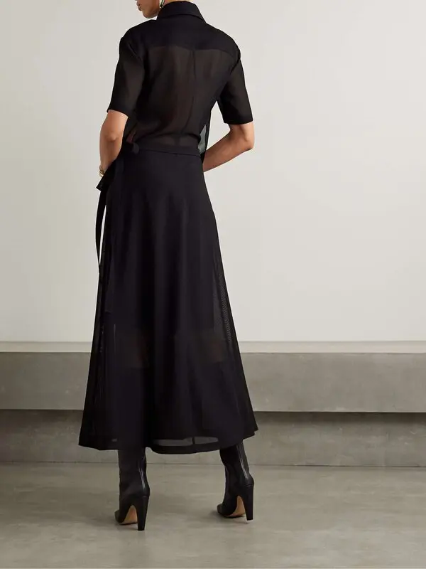Proenza Schouler Woven Wrap Dress With Lapels And Lace Detail