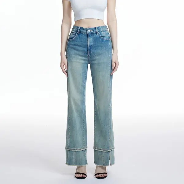 LIUREGALI Wide-leg Jeans With Frayed Cuffs