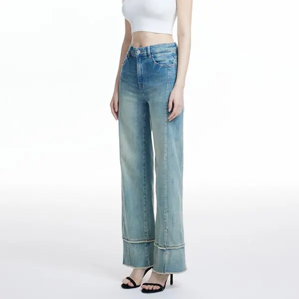 LIUREGALI Wide-leg Jeans With Frayed Cuffs