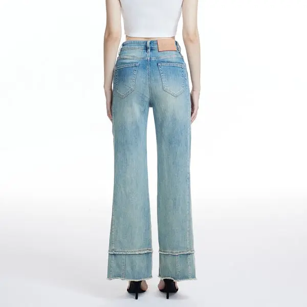 LIUREGALI Wide-leg Jeans With Frayed Cuffs