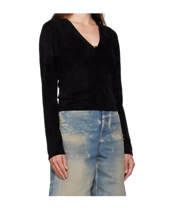 Amiri Velvet V-neck Long Sleeve Top