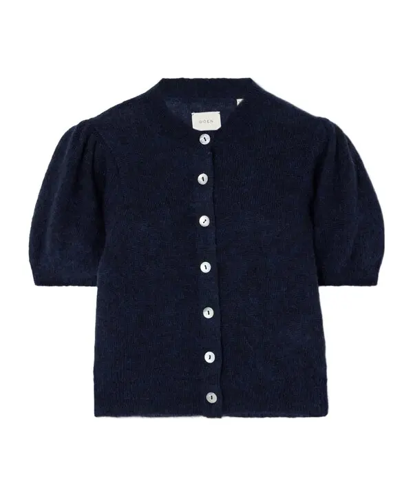 DÔEN Short Sleeve Button Front Cardigan - Navy