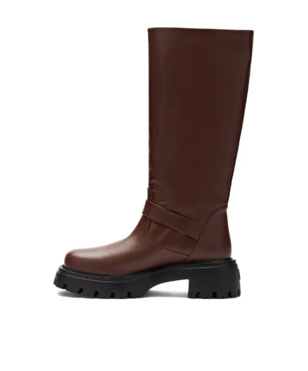 STUART WEITZMAN Thick-heeled Boots" Knee-high Buckled Lug Sole Boots