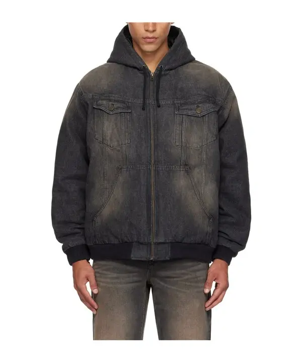 EGONLAB Hooded Denim Jacket - Black
