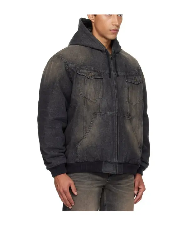 EGONLAB Hooded Denim Jacket - Black