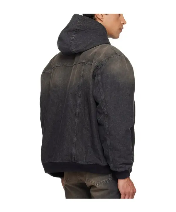 EGONLAB Hooded Denim Jacket - Black