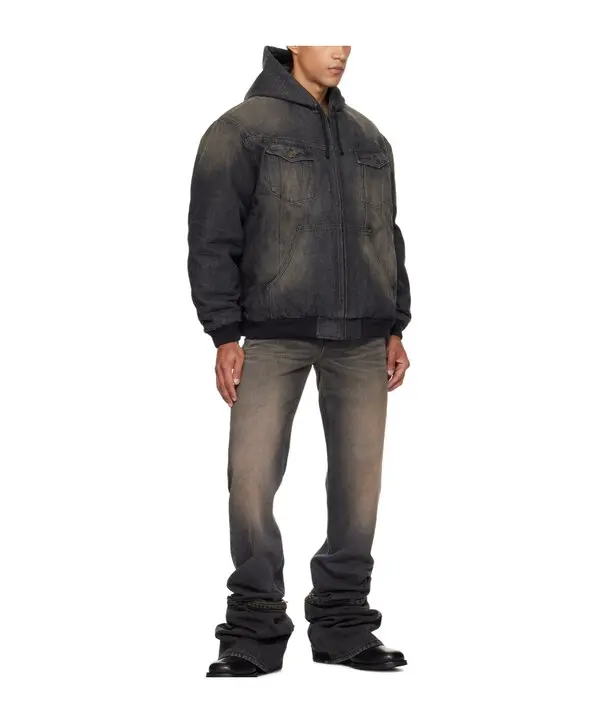 EGONLAB Hooded Denim Jacket - Black