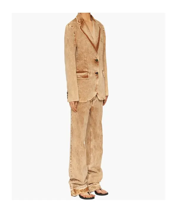 Miu Miu Embroidered Logo Denim Blazer