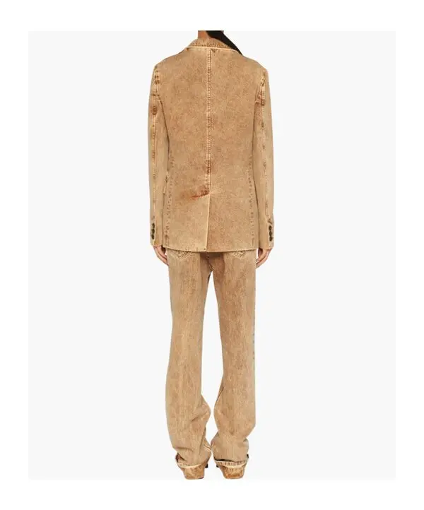 Miu Miu Embroidered Logo Denim Blazer