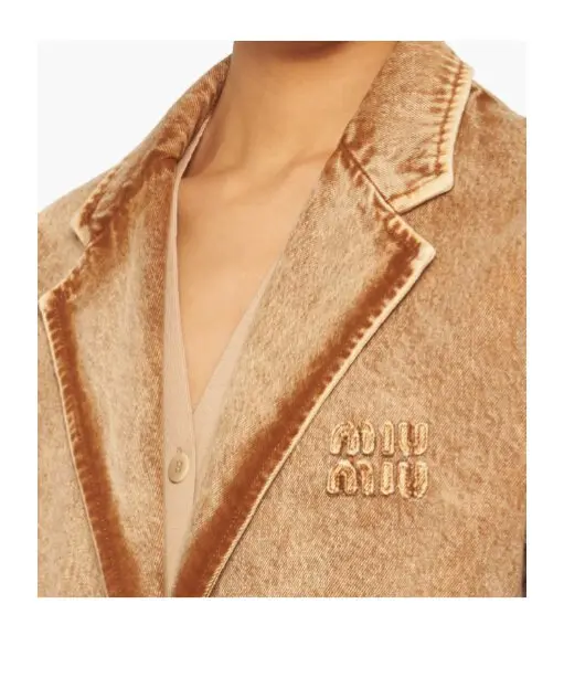 Miu Miu Embroidered Logo Denim Blazer