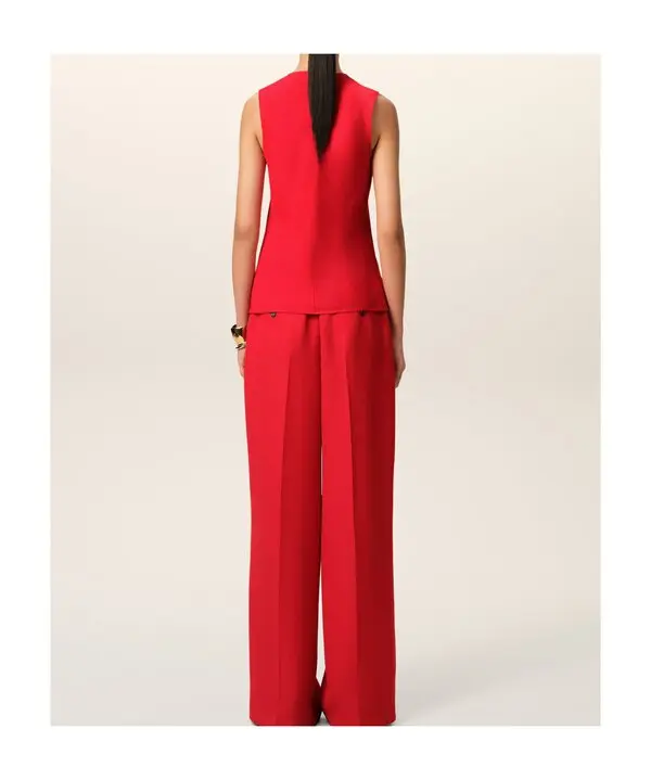 Ami Sleeveless Crewneck Top - Red