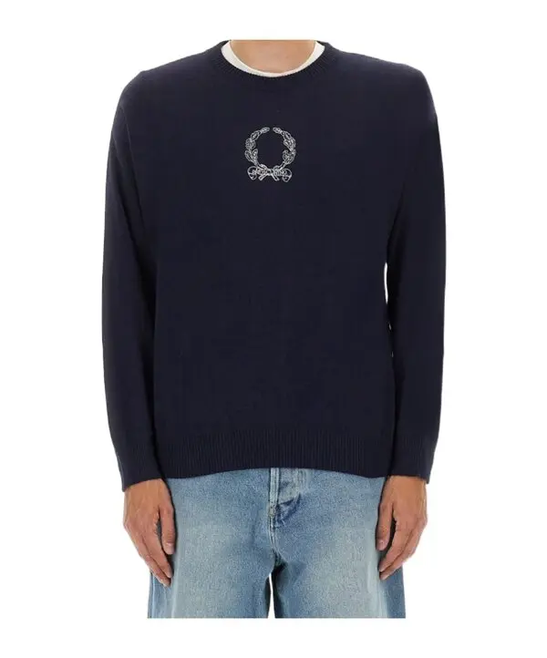 Moschino Laurel Crown Embroidered Crewneck Pullover - Black