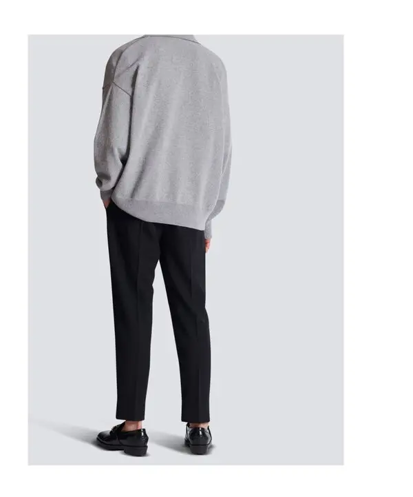 Balmain College Crest Knit Polo Sweater