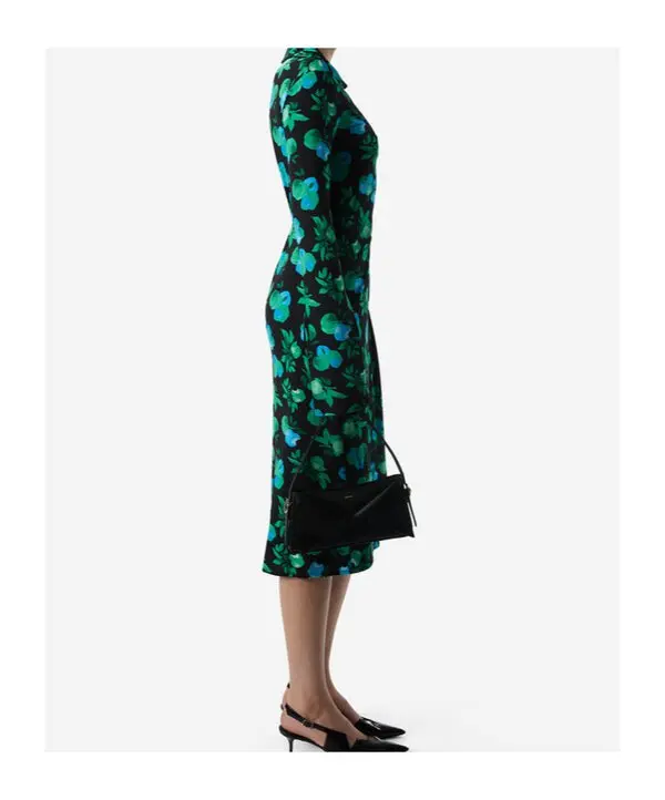 Coperni Floral Print Long Sleeve V-neck Wrap Dress - Black