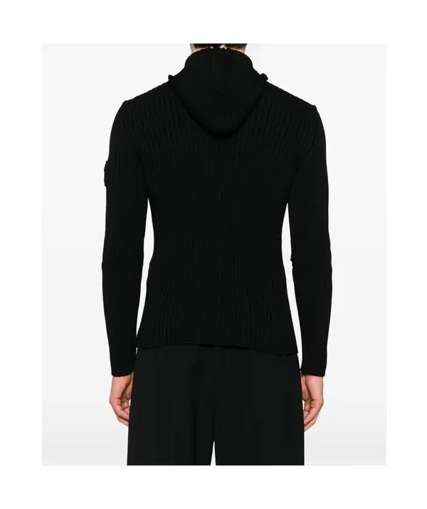 Prada Long-sleeved Ribbed Sweater With Hood