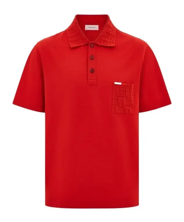 FERRAGAMO Logo Plaque Polo Shirt - Red