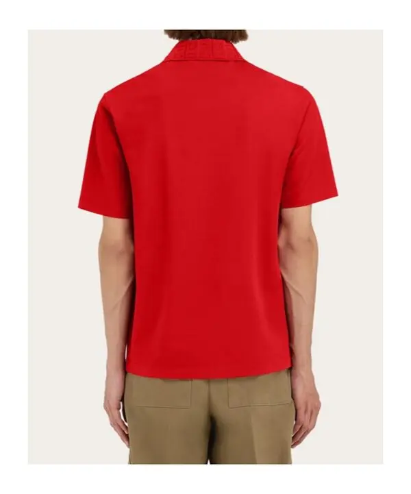FERRAGAMO Logo Plaque Polo Shirt - Red